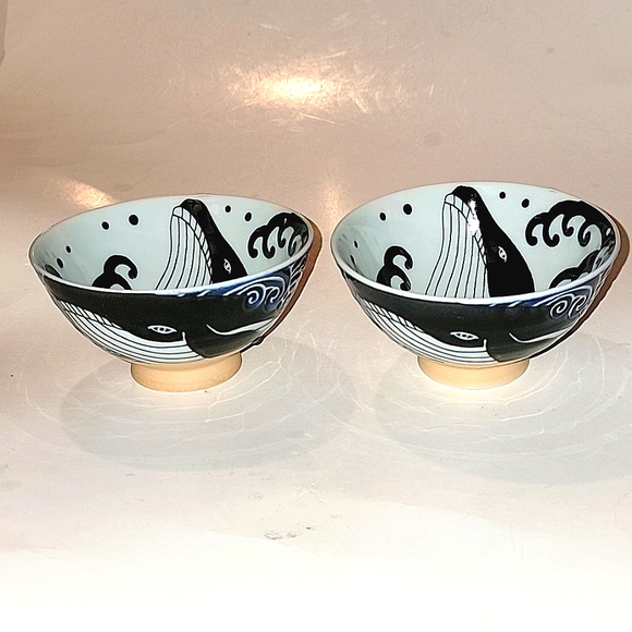 Minoru Touki | Dining | Minoru Touki Mino Ware White Wave Whale Noodle ...